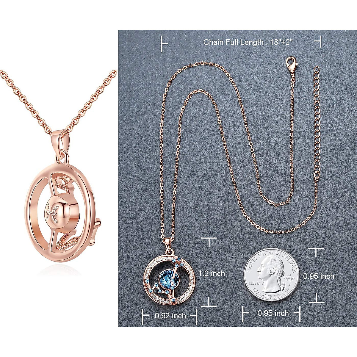 Leafael "Superstar Zodiac Constellation Pendant Necklace Made with Premium Crystals Feburary March Birthstone Amethyst Purple Horoscope Jewelry, Pisces, 14k Rose Gold Plated, 18"+2"