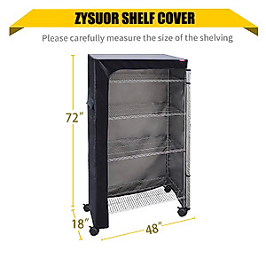 ZYSUOR Shelf Cover Wire Shelving Cover Rack Dust Cover 48X18X72,The Two-Way Zipper Design can be Opened up, Down, or All for Easy Access (No Shelves,Black Cover only)