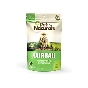 Pet Naturals Hairball for Cats with Omega 3, Chicken Flavor, 30 Chews - Can Help Eliminate Hairballs and Manage Excess Shedding - No Corn or Wheat