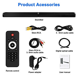 TV Soundbars Speaker with Bluetooth 40W Home Theater Audio Speaker System for TV Sound bar, 2 in 1 Wall Mountable 35inch Separable Speakers