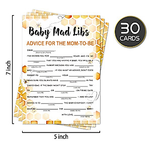 Yuansail Baby Mad Libs, Baby Shower Game, Gender Reveal Party Supplies,Honeycomb Bumble Bee Party Decorations,– 30 Game Cards (bb013-yx12)