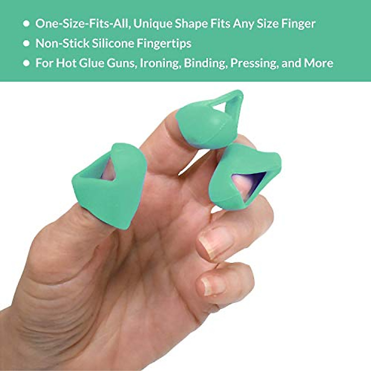 Non-Stick Chip Fingers Tips, Finger Protectors, Finger Covers Protection, 3 pcs (Green)