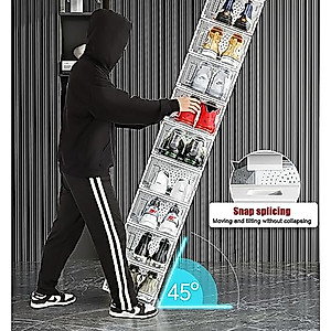 SYGSZF Clear Plastic Shoe Storage Boxes, Foldable Shoe Cabinet,Space Saving Acrylic Shoe Organizer with Magnetic Door,Stackable Large Shoe Stand,Multifunctional Sneaker Storage Show Boxes