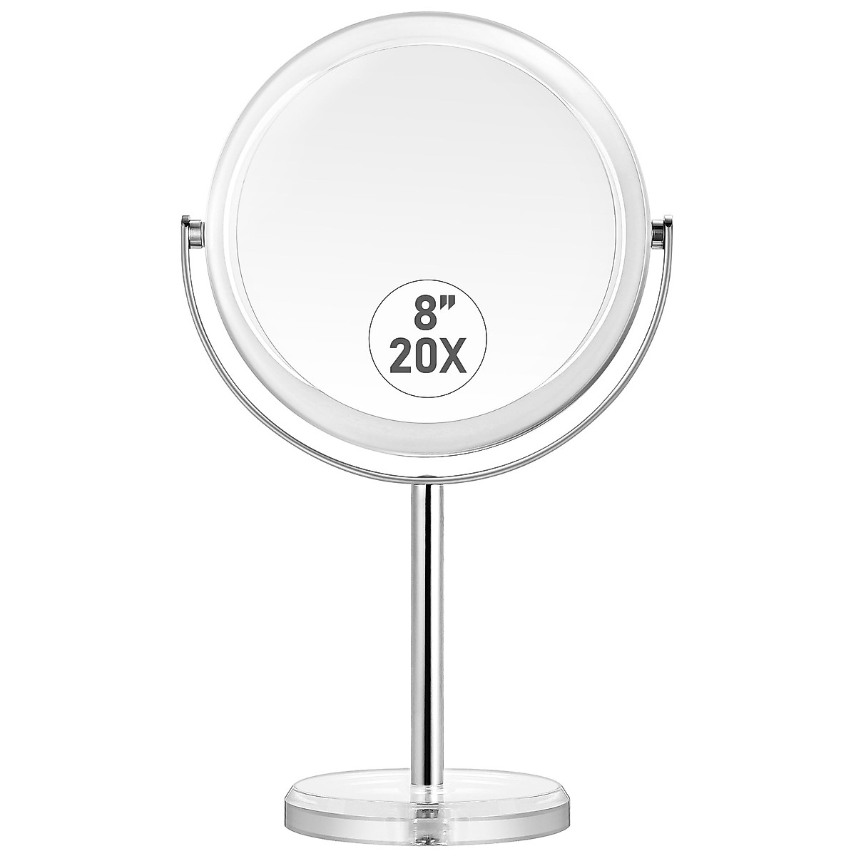 MIYADIVA 20X Magnifying Makeup Mirror,Double Sided 1X & 20X Magnifying Mirror with Stand,Tabletop Magnified Vanity Mirror with 360°Rotation for Bathroom or Bedroom 8 Inch