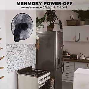 SLEE Wall Mount Fan Oscillating 18 Inch 3 Speed Indoor Outdoor with Remote Control Strong Wind