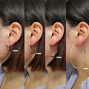 Large Gold Hoop Earrings for Women - Plated Gold 40mm Lightweight Thin Hoop Earrings (Gold, 40)