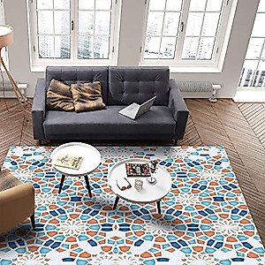 Geometry Area Rug2'7''x 5', Modern Outdoor Living Room Bedroom Area+Rug Carpet, Kitchen Rug Bath Mat Front Porch Floor Doormat Runner Rugs, Traditional Chinese Tile Abstract Minimalist Circle