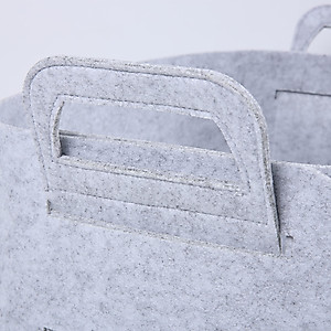 Foldable Felt Storage Bin Basket with Handles Collapsible Fabric Cube Organizer for Nursery,Office,Bedroom,Baby-Clothes Toys Blanket Organizing