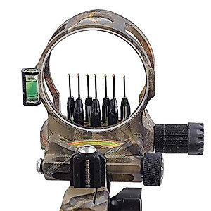 ACEXIER 7 Pins Compound Bow Sight 0.019 Optical Fiber Retinal Sight 16cm CNC Aluminum Horizontal Vertical Adjustment Bow Sight Shooting