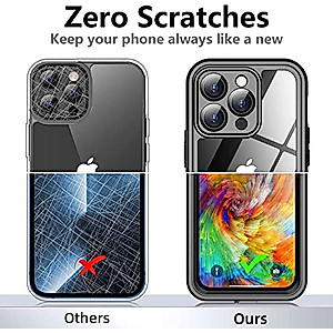 Temdan for iPhone 14 Pro Max Case Waterproof,Built-in 9H Tempered Glass Screen Protector [IP68 Underwater][14FT Military Dropproof][Dustproof][Real 360] Full Body Shockproof Phone Case-Black/Clear