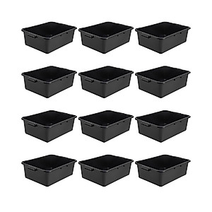 Carlisle FoodService Products N4401103 Comfort Curve™ Ergonomic Wash Basin Tote Box, 7" Deep, Black (Pack of 12)
