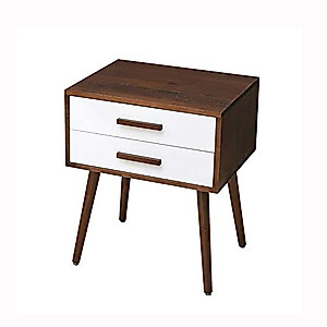 SJYDQ Retro Bedside Table Minimalist Bedside Table, Double Drawer Design Bedside Table