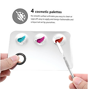 FRCOLOR 4 Sets Palette Set Makeup Nail Art Palettes Cosmetic Mixing Palettes Spatulas Nail Color Mixing Trays Polish Mixing Plate Manicure Color Pallet Stainless Steel Mixed Board Make up