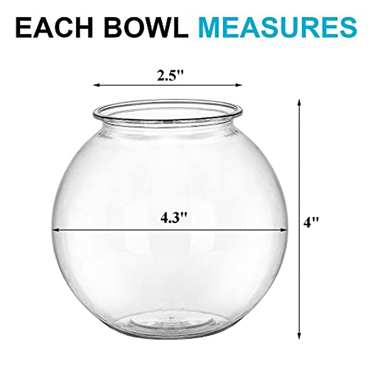 Okllen 12 Pack Plastic Ivy Bowls, 16 Oz Round Fish Bowl Unbreakable Vases Bowls for Home Decor, Carnival Games, Candy, Party Favors, Centerpiece, BPA Free, Clear
