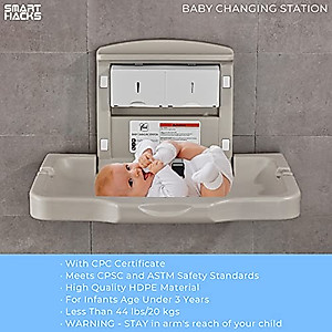 SMART HACKS Baby Changing Station Wall Mounted, Diaper Changing Station, CPSC Compliant, Commercial Baby Changing Station Wall Mounted