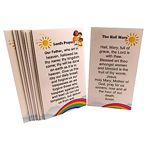 Westmon Works The Hail Mary and Our Father Lords Prayer Childrens Holy Cards Bulk Classroom Pack, Set of 24