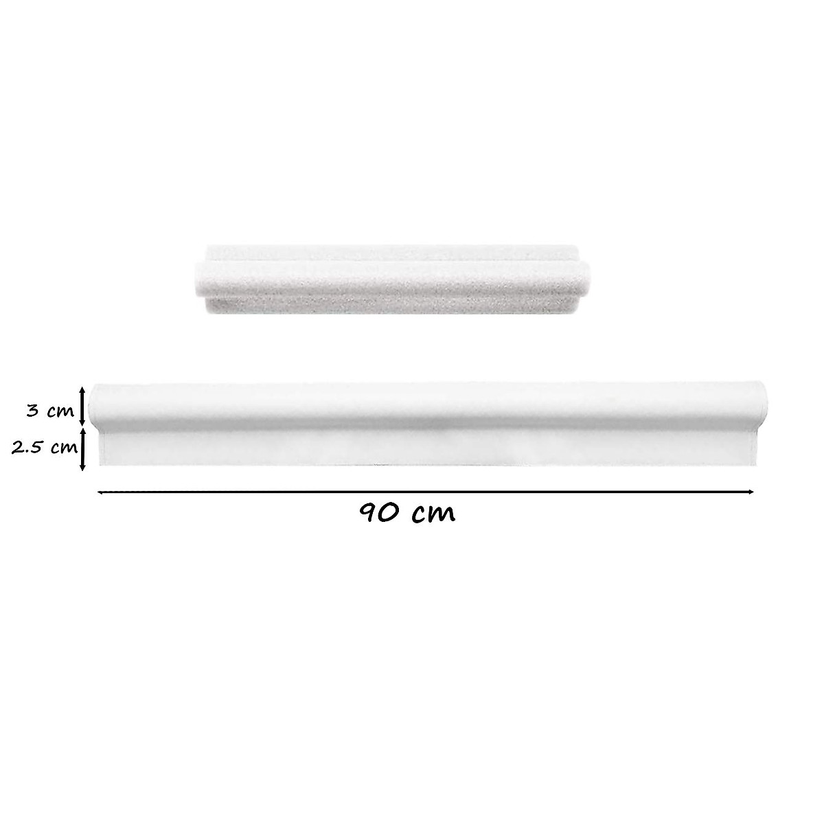 BAZERGA Under Door Draft Stopper One Sided Weather Stripping Door Seal Strip with Hook and Loop Self Adhesive Tape Noise Draft Blocker Dust and Sound Proof Energy Saving Door Stopper 35.4" (White)