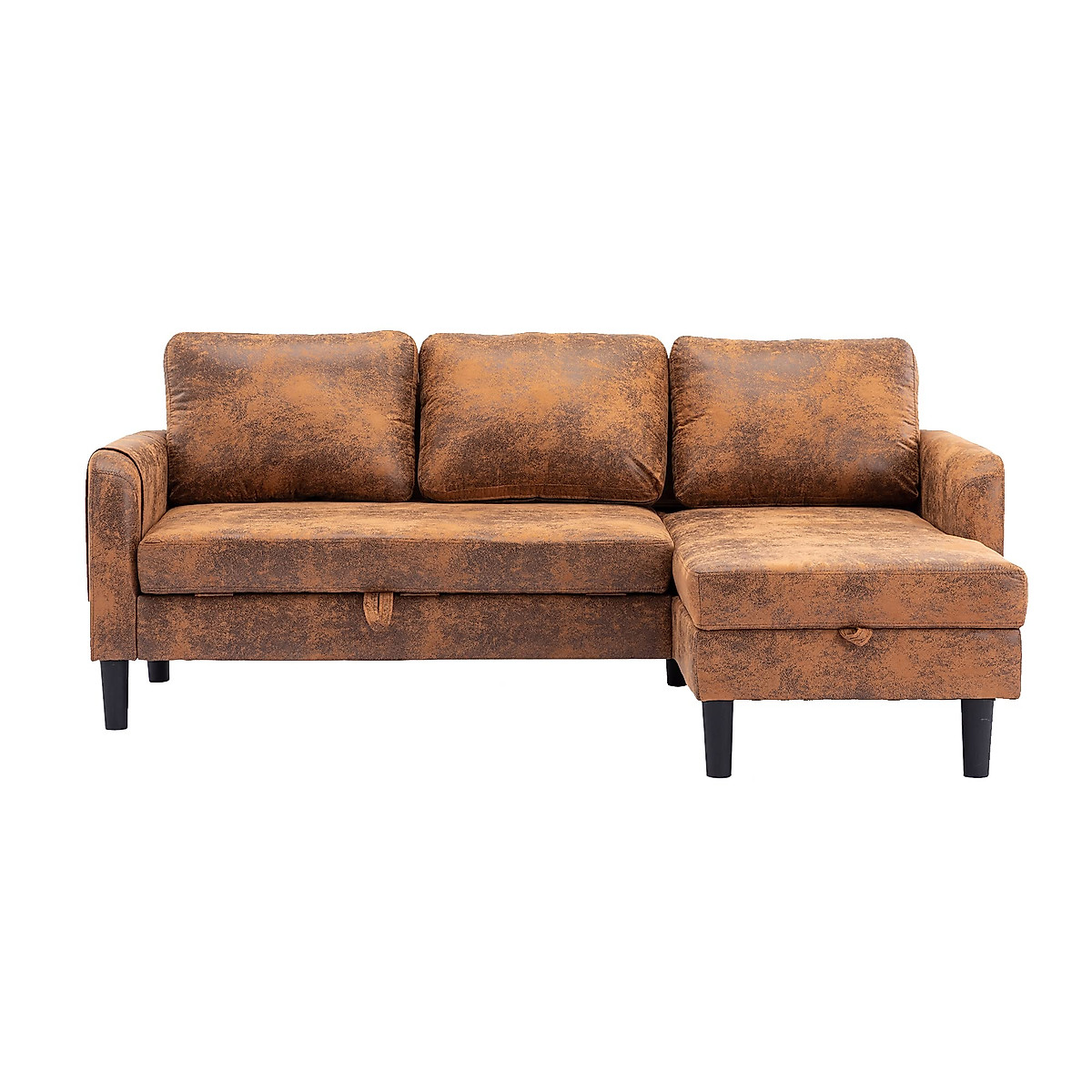 HomSof Sectional Reversible Chaise Longue, Modern L-Shaped Couch with Pull Storage, Coffee Sofa Bed