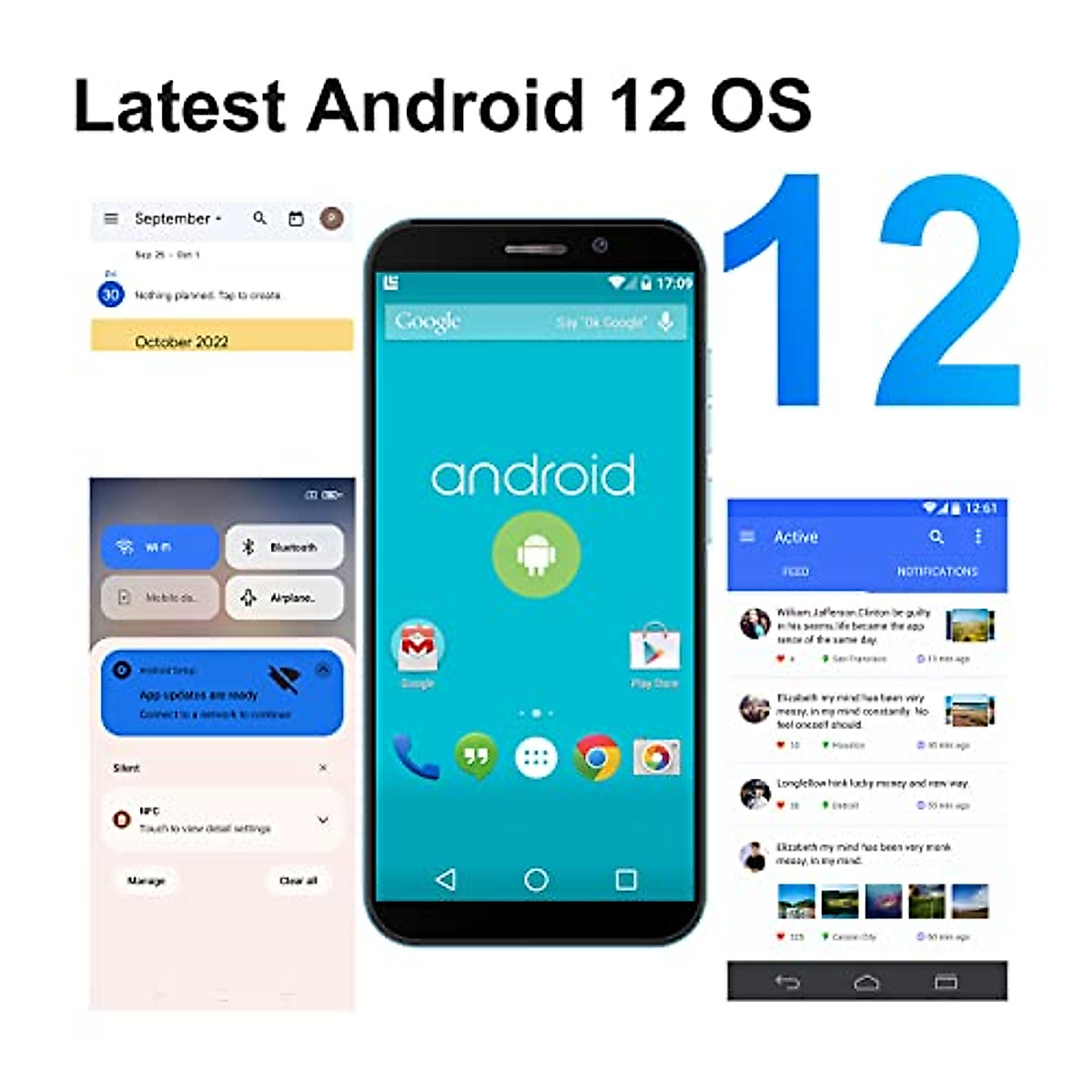 DOOGEE X97 Android 12 Smartphone,6.0" HD Screen,Dual 4G Unlocked Android Phones,AI Double Camera,Triple Card Slots,4200mAh Battery,3GB+16GB Unlocked Phones,Face Unlock Phone-Green