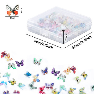 JANYUN 3D Acrylic Butterfly Nail Charms, 120 Pcs Summer Butterfly Nail Glitter Sets Spring Butterflies Nail Charms for Nail Art Decoration DIY Resin Manicure Crafts Design