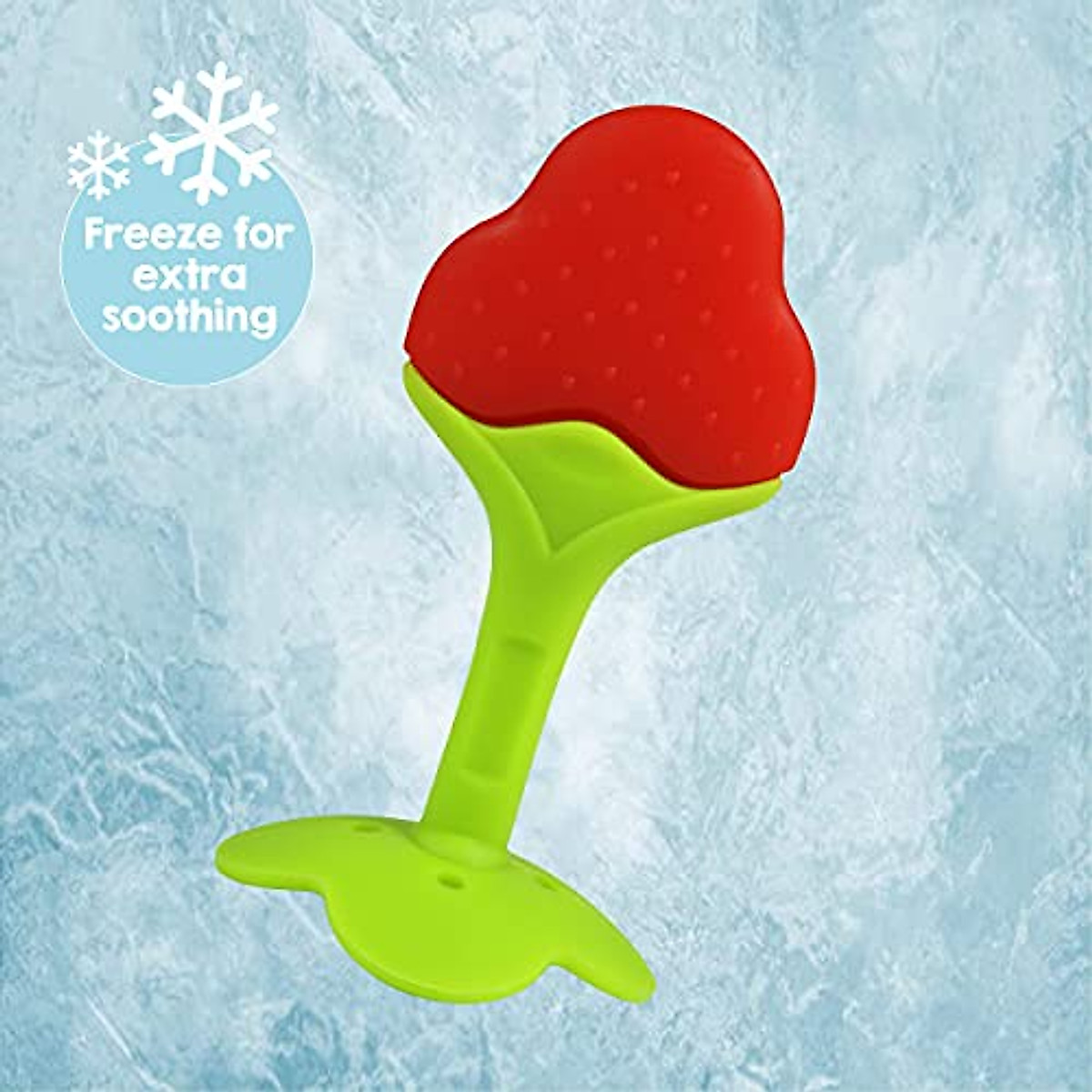 RaZbaby Infant & Baby Massager & Teether Toy 3-Pack, Fruit-Shaped Multi-Texture Teethers Soothe Sore Gums, Non-Toxic BPA-Free Food-Grade Silicone, Hands-Free & Easy to Hold, Safe to Freeze, 3M+