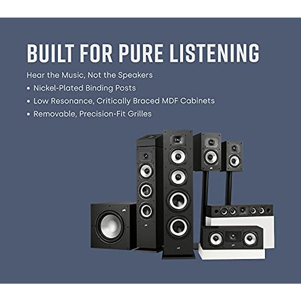 Polk Monitor XT30 Compact Center Channel Speaker - Hi-Res Audio Certified, Dolby Atmos & DTS:X Compatible, 1" Terylene Tweeter & Dual 5.25" Dynamically Balanced Woofer, Midnight Black
