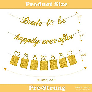 Concico Bridal Shower Decorations - Bride to be happily ever after Banner and Photo Banner for Bridal Shower/Wedding/Engagement Party Kit Supplies Decorations decor(Gold)