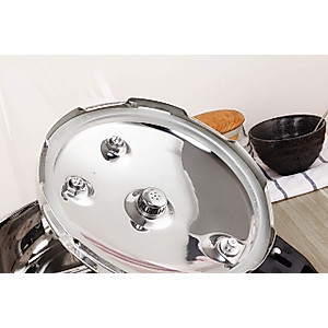 Super Quality Stainless Steel 304 Pressure Cooker, Six Over-pressure Safety Systems, Silver Color, One Extra Rubber Gasket, Gift Box, Mirror Polish, Three Layer Compound Bottom (13.4 QT (Dia 34 cm))