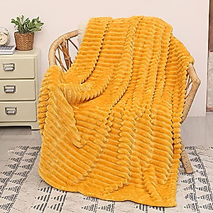 Catalonia Yellow Fleece Throw Blanket for Couch, Super Soft Fuzzy Plush Blanket for Adults and Kids, All Seasons Lounging Velvet Blanket, Living Room Decor Blanket