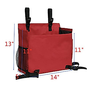 Lawn Mower Organizer Bag - 600D Heavy Duty Hanging Mower Storage Pocket Garden Tool Pouch Accessories for Outdoor Gardening, 13" H x 5" W x 14" L (Red)