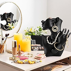 SOUJOY Jewelry Mannequin Stand Set, Earring Display with Hand, Resin Bust Holder Organizer for Show Jewelry, Necklace, Earrings, Rings
