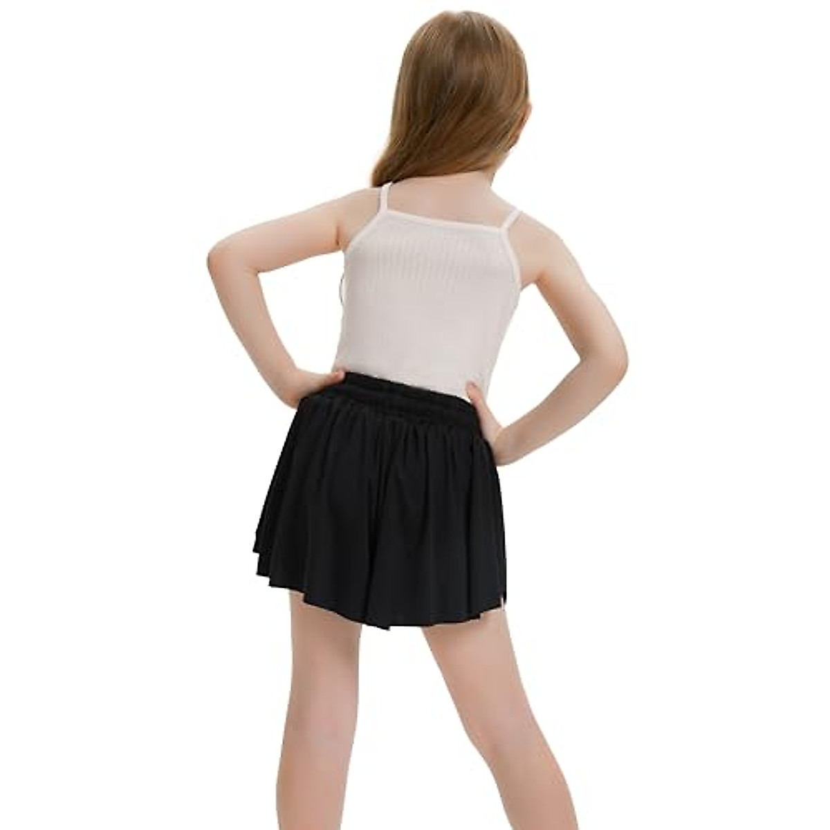 3 Pack Girls Flowy Shorts with Pockets 2 in 1 Youth Teen Kids Athletic Skirts Running Sports Dance Skort Size 6 Set 01