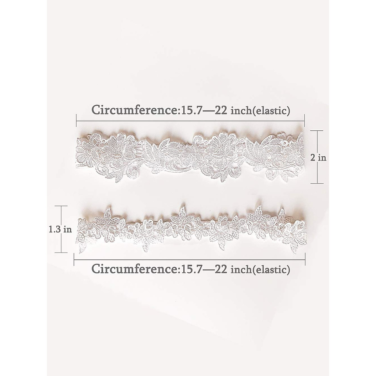 Kaei&Shi Wedding Garter,2 Pieces Lace Floral Bridal Garter For Bride White One Size