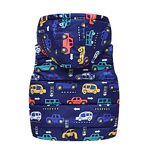 DCUTERQ Boys Girls Autumn Winter Warm Kids Vests Cartoon Zipper Outerwear Sleeveless Hooded Jackets Gilets 2T