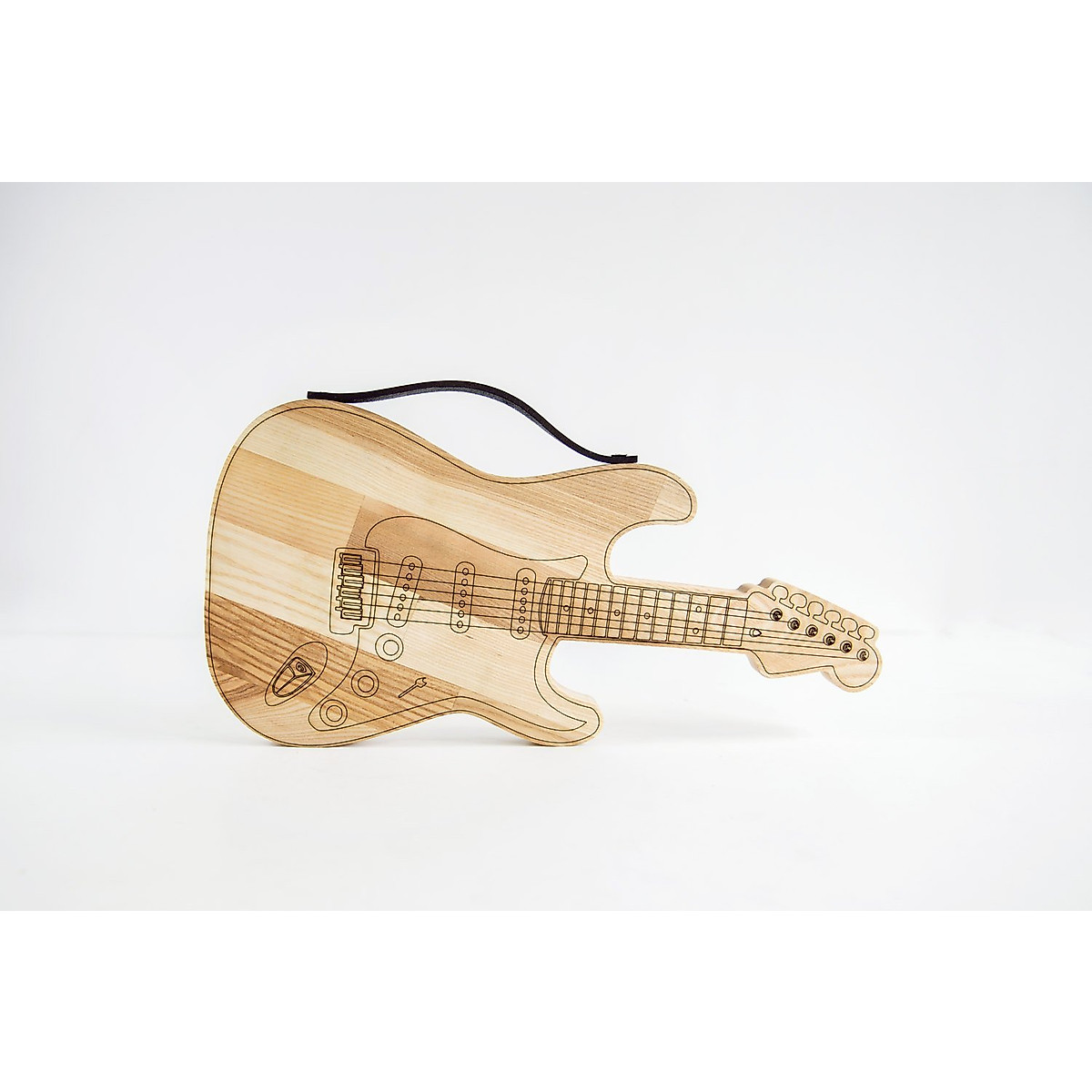 Guitar shaped cutting board wood for kitchen, Wooden serving platter charcuterie cheese board, Guitar accessories gifts, Ashwood Butcher Block, Unique guitar body music lover gift for men