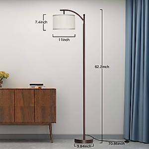 Fully Dimmable Floor Lamp Modern Standing Lamp with Dimmer Tall Pole Lamp with Adjustable Lamp Head Brown Floor Lamp with Hanging Shade Reading Standing Light for Living Room ,Bedroom 8W Bulb Included
