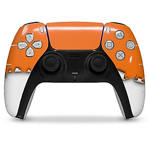 WraptorSkinz Skin Wrap compatible with Sony PS5 DualSense Controller Ripped Colors Orange White (CONTROLLER NOT INCLUDED)