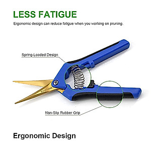 HOMEANING Gardening Shears Combination Set, Blades Gardening Hand Pruning Snips Titanium Coated Precision Bonsai Pruning Shears, Convenient and Efficient Flower Cutters 2PCS (Blue, Orange)