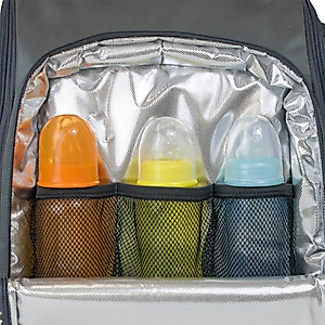 Fastfinder 3 Piece Set Diaper Bag Backpack for Moms & Dads with Changing Pad and Wipes Pocket (Grey)