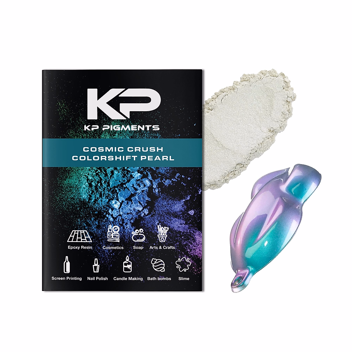 KP Pigments Cosmic Crush ColorShift Pearlescent 100% Pure Fine Mica Powder - Naturally Pigmented Multipurpose DIY Arts and Crafts, Dye, Soap Making, Cosmetics, Epoxy Resin, Paint, and More! 25 Grams