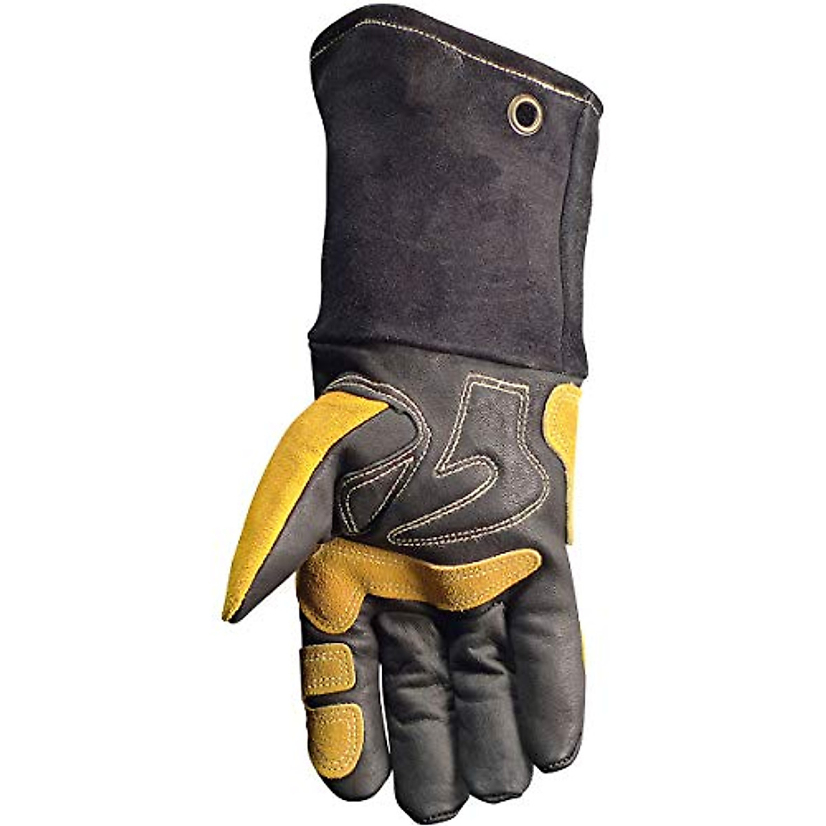 Caiman Premium Top Grain Cowhide Leather MIG/Stick Welder's Glove with Flame Resistant Fleece, Laminated Foam Insulation, Cool-Design, Tuff-Steer, Kevlar, Black/Gold, X-Large (1832-6)