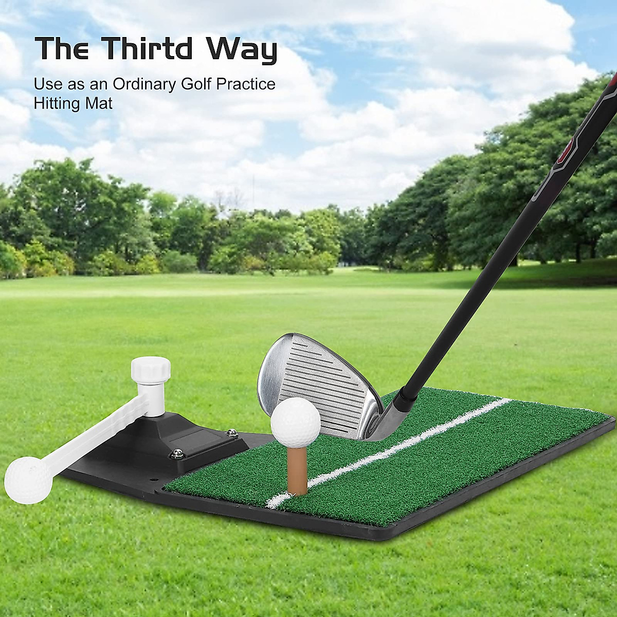 JIUYIBC Golf Swing Trainer, 3-in-1 Golf Swing Training Aid for Indoor and Outdoor, Portable Golf Swing Practice Mat, Golf simulators for Home,Practice Equipment, True Impact