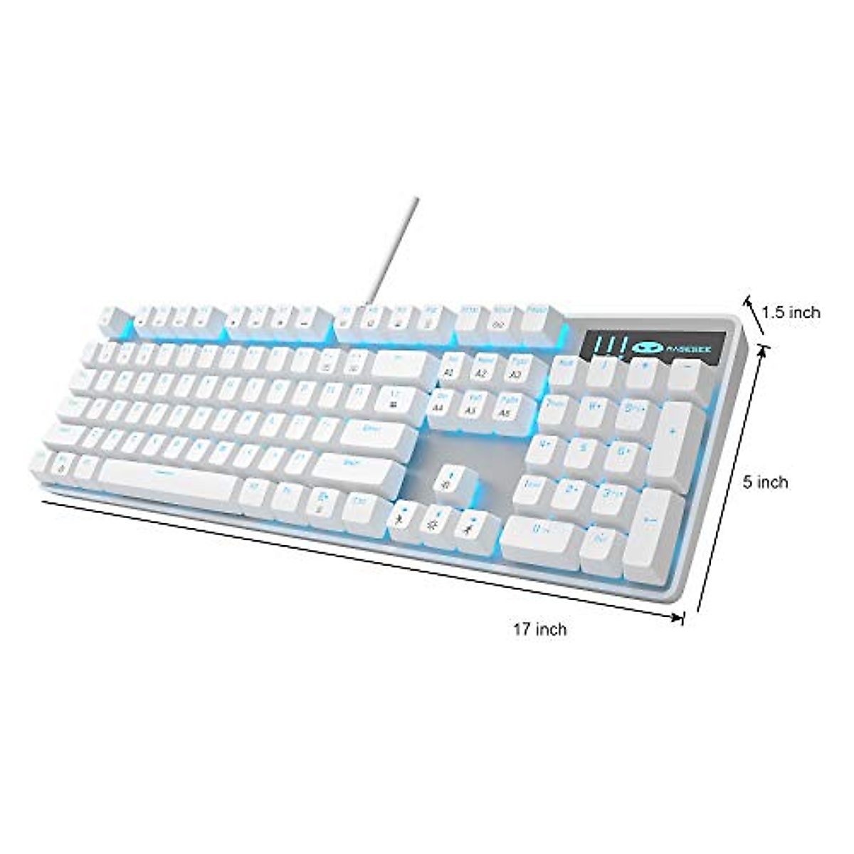 MageGee Mechanical Gaming Keyboard, Wired USB Adjustable Backlight Keyboard, New Mechanical Storm 100% Anti-ghosting Keyboard with Red Switches for Windows PC/MAC Games (White)