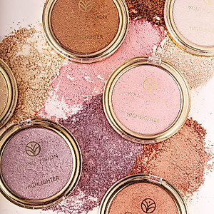 YOUNG VISION Baked Highlighter Powder Palette, Sheer Pearl Shimmer Shades for Face Highlighter Makeup, Highly Pigmented Iluminadores de Maquillaje, 0.19 Oz(Pack of 1)