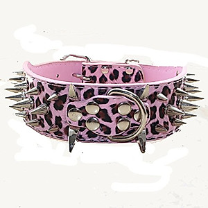 Haoyueer Leather Sharp Spiked Studded Dog Collars, Harnesses & Chain Leashes 3Pcs Matching Set for Medium & Large Dog Pit Bull,Mastiff, Boxer, Bull Terrier