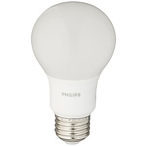 PHILIPS LED Frosted Flicker-Free A19, Non-Dimmable, EyeComfort Technology, 450 Lumen, Soft White Light (2700K), 6.5W=40W, E26 Base, Pack of 4