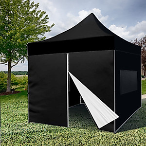 BannerBuzz Pop Up Canopy Tent Privacy 10x10 Emergency Medical Tents Instant Canopy Folding Party Tent with Sidewalls and Mesh Windows with Wheeled Bag (Black)