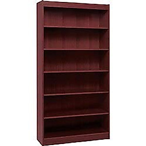 Lorell 6-Shelf 36 x 12 x 84-Inch Panel End Hardwood Veneer Bookcase, Mahogany