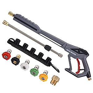 RIDGE WASHER Pressure Washer Gun with Replacement Extension Wand, High Power Washer Spray Gun, M22 Fitting, 5 Nozzle Tips with Nozzle Holder, 42 Inch, 4000 PSI