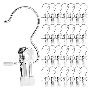 uxcell 150Pcs Boot Hangers for Closet, Stainless Steel Laundry Hooks Portable Single Hanging Clips for Clothes Socks Hat Jeans Towels Home Travel, White
